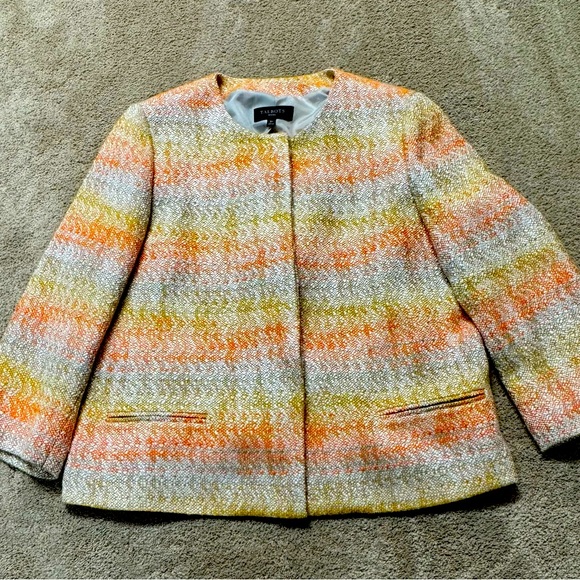 Talbots | Jackets & Coats | Talbots Tweed Blazer Jacket Orange Yellow ...